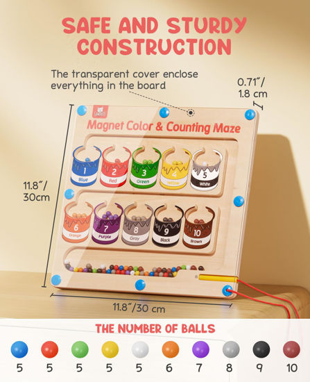 GetUSCart- GAMENOTE Magnetic Color and Number Maze - Wooden Magnet ...