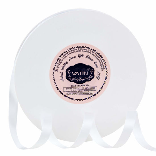 GetUSCart- VATIN 3/8 inches Double Faced White Polyester Satin Ribbon ...