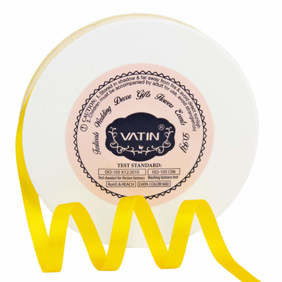 GetUSCart- VATIN 1/4 inches Double Faced Maize Yellow Polyester Satin ...