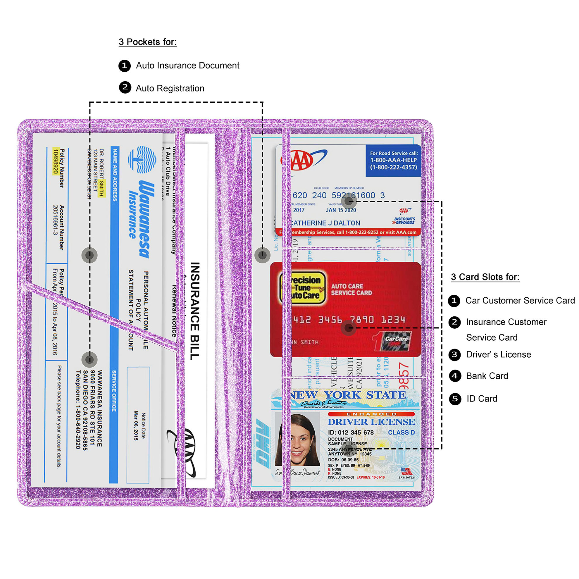 GetUSCart- Car Registration and Insurance Card Holder, Vehicle License ...