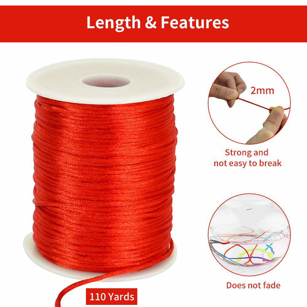 GetUSCart- TONIFUL 2mm x 110 Yards Red Nylon Cord Satin String for ...