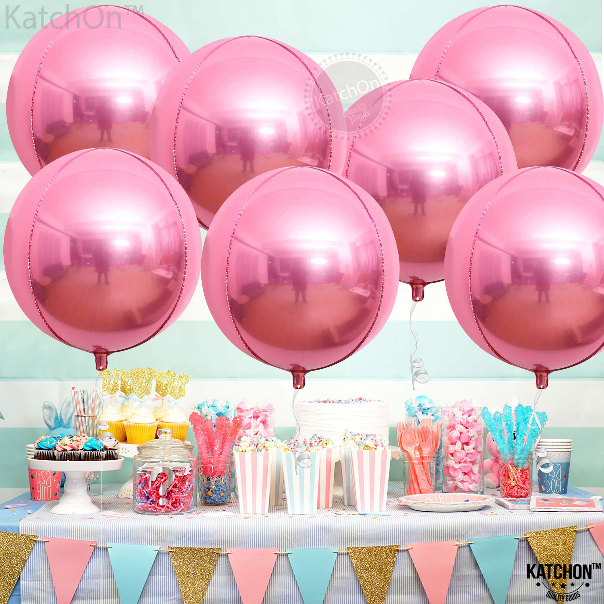 GetUSCart- KatchOn, Light Pink Foil Balloons - 22 Inch, Pack of 6 | Big ...