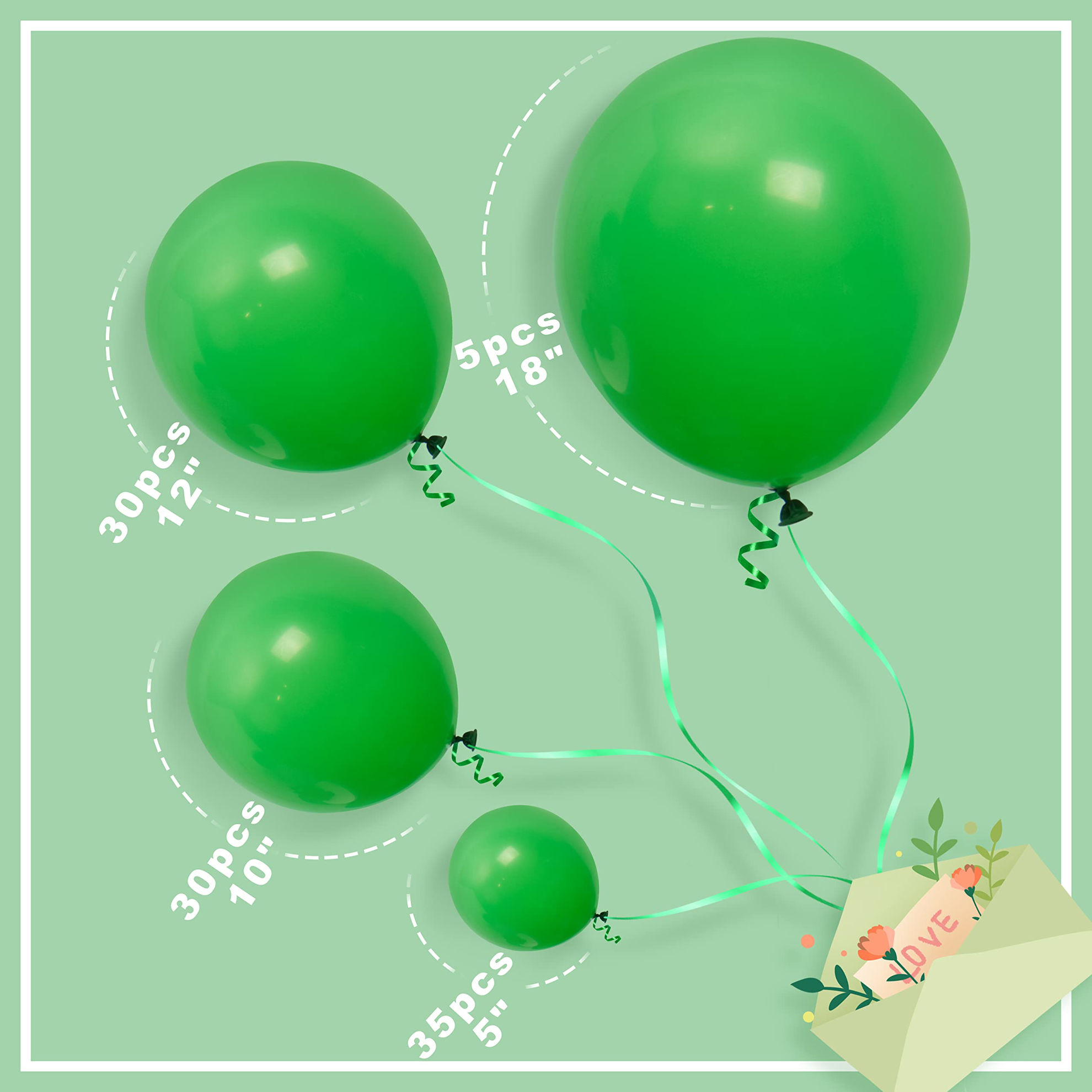 GetUSCart- MOMOHOO Green Balloons Different Sizes - 100Pcs 5/10/12/18 ...