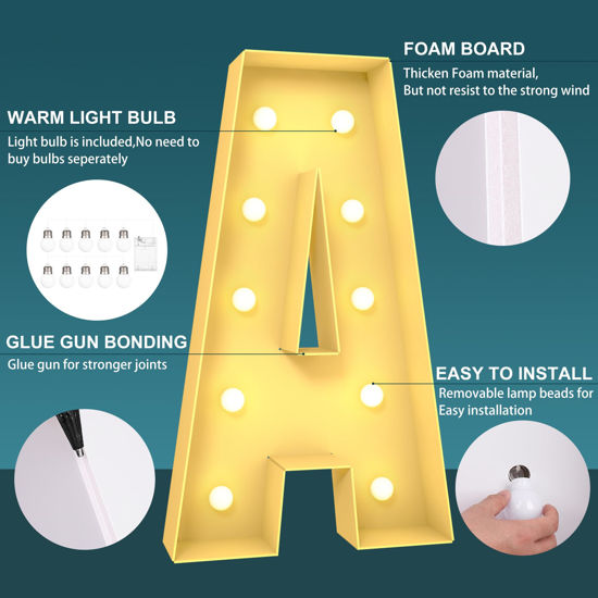 GetUSCart- 3FT Large Marquee Light Up Letters Numbers Giant Mosaic ...