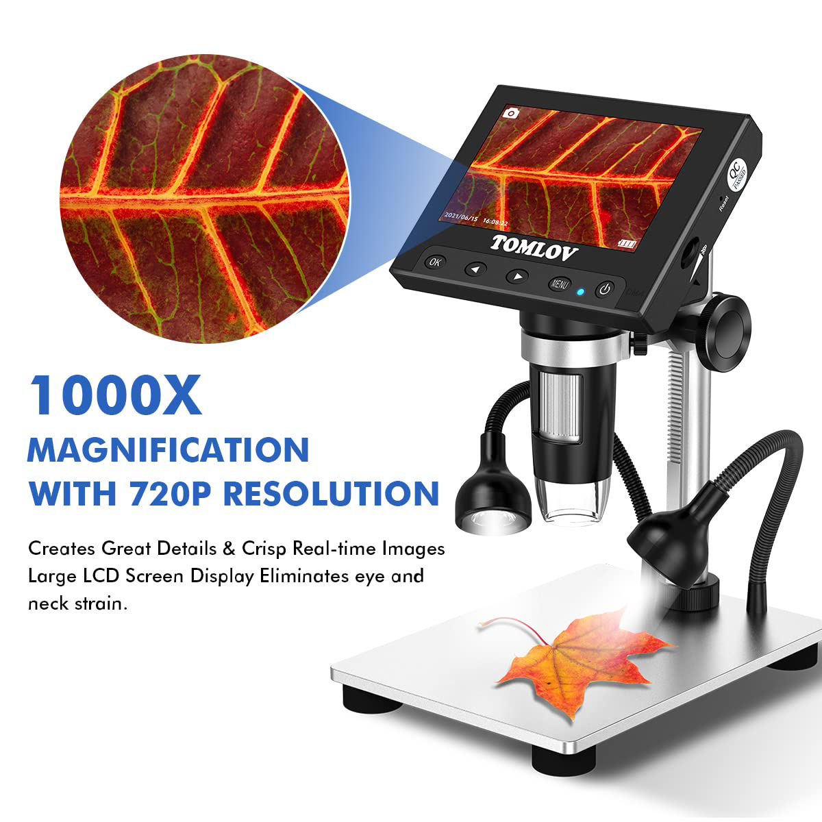 GetUSCart- TOMLOV 1000X Error Coin Microscope with 4.3" LCD Screen, USB ...