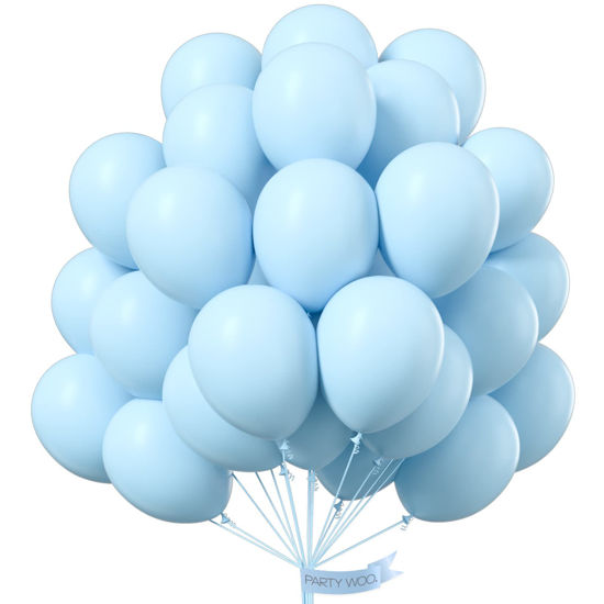 GetUSCart- PartyWoo Blue Balloons, 50 pcs 12 Inch Pastel Blue Balloons, Latex Balloons for ...