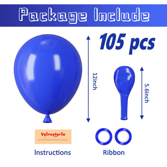 GetUSCart- Voircoloria 105pcs Royal Blue Balloons 12inch Party Balloons ...