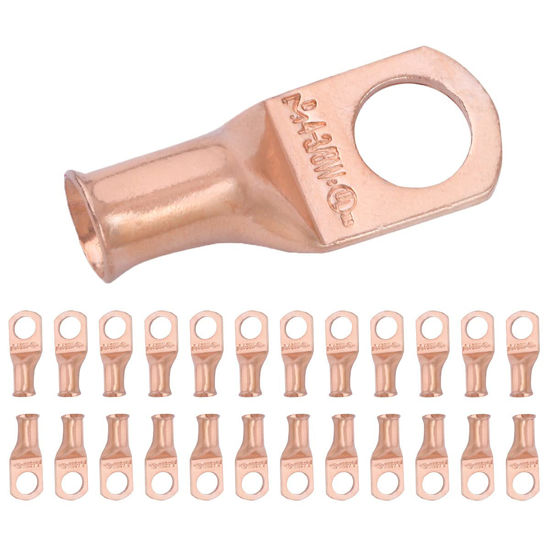 GetUSCart- SELTERM 25pcs 4 AWG 3/8" Stud (Wide Pad) Battery Lugs, Ring Terminals, Heavy Duty ...