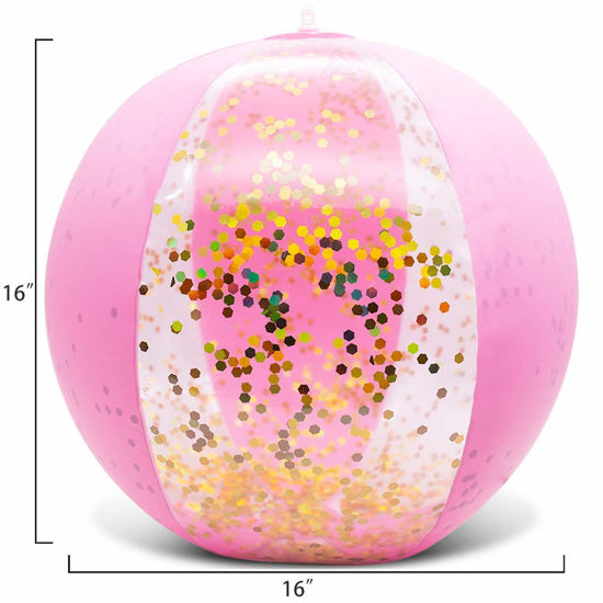 GetUSCart- Amor Beach Ball, 16" Glitter Beach Ball Inflatable Beach ...