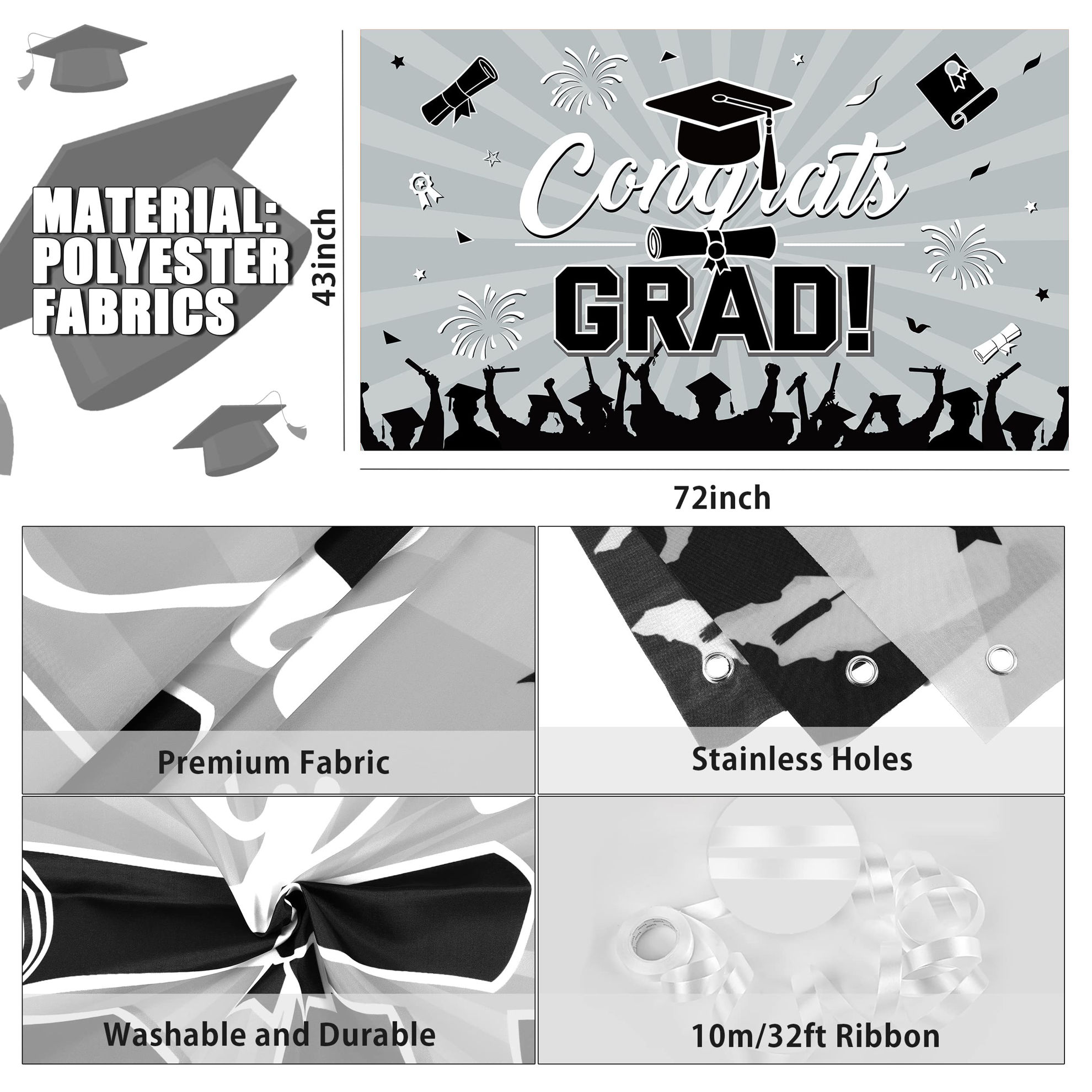 Getuscart Silver Black Graduation Party Decorations 2023 Class Of 2023