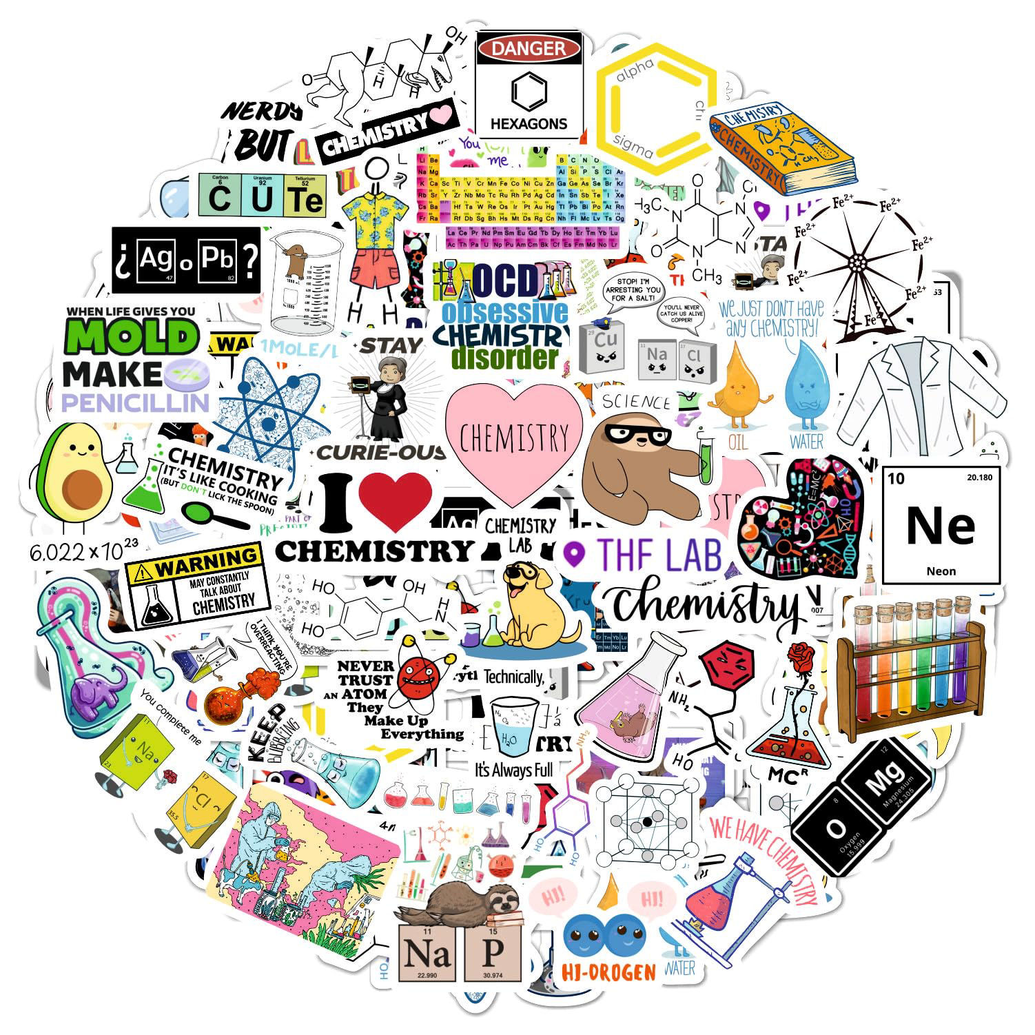 GetUSCart- 100Pcs Funny Chemistry Stickers for Laptop, Chemistry ...