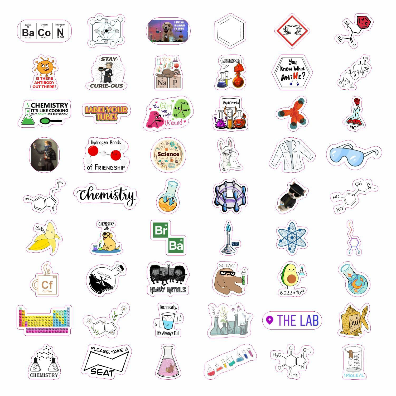 GetUSCart- 100Pcs Funny Chemistry Stickers for Laptop, Chemistry ...