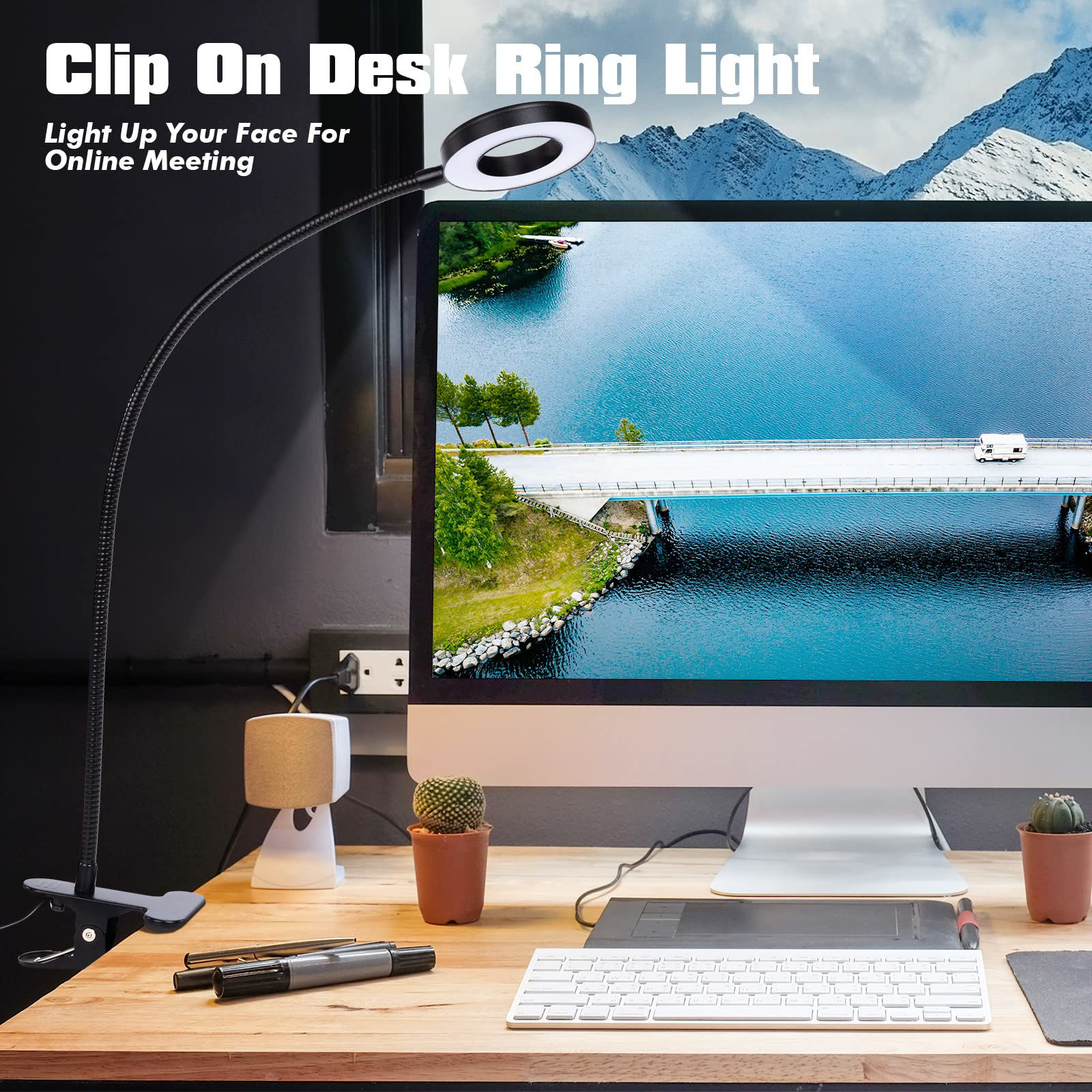GetUSCart- LuxLumin LED Desk Lamp with Clamp for Video Conference ...