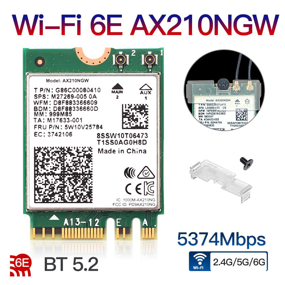 GetUSCart- Wi-Fi 6E AX210NGW Wireless WiFi Card BT5.2 M.2 2230 Tri-Band ...