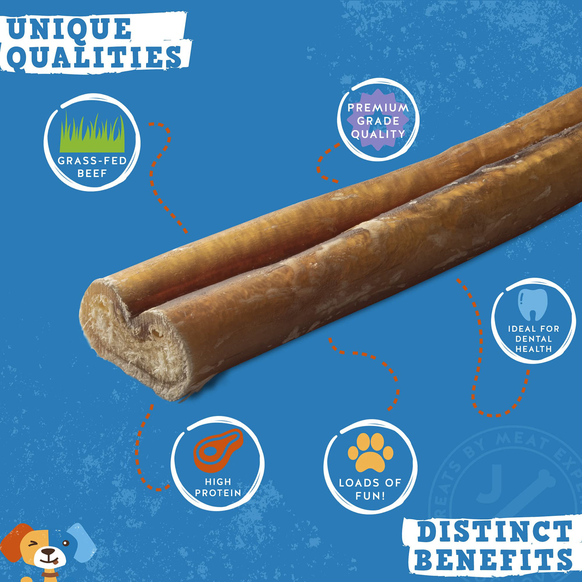 GetUSCart- Jack&Pup Premium 6 Inch Thick Bully Sticks for Medium Dogs ...