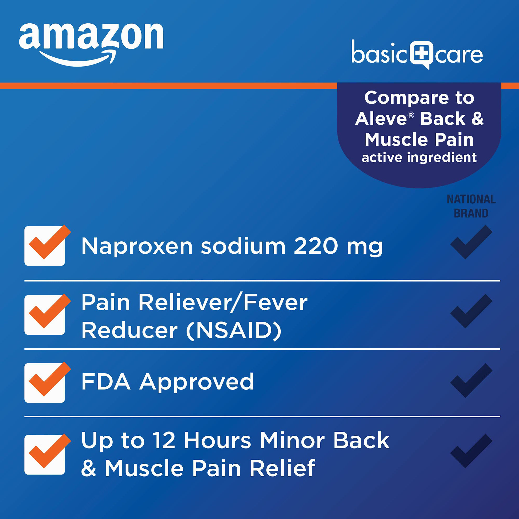GetUSCart- Amazon Basic Care Back and Muscle Pain, Naproxen Sodium ...