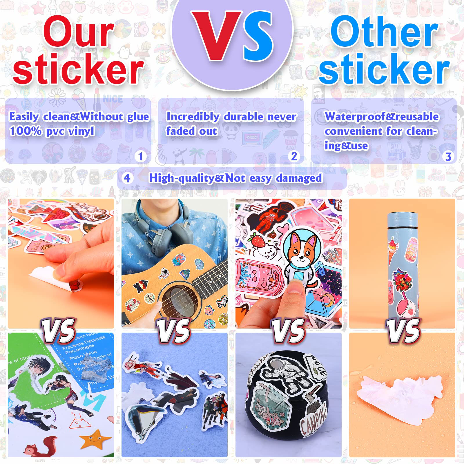 GetUSCart- Arme 600 PCS Stickers Pack，Cute Colorful Waterproof Stickers ...