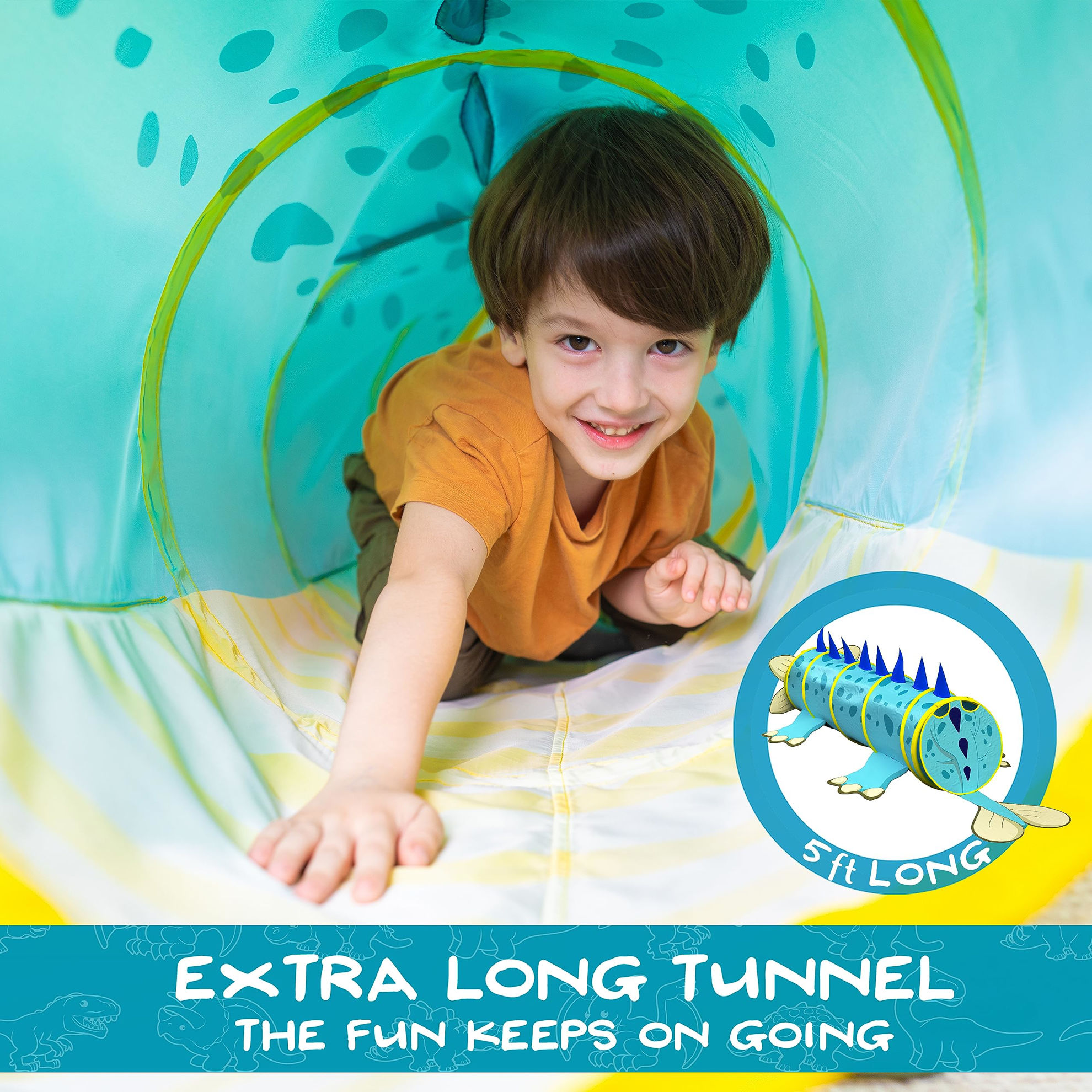 GetUSCart- W&O Dash The Dinosaur Kids Tunnel - Extra Long 5ft Play ...