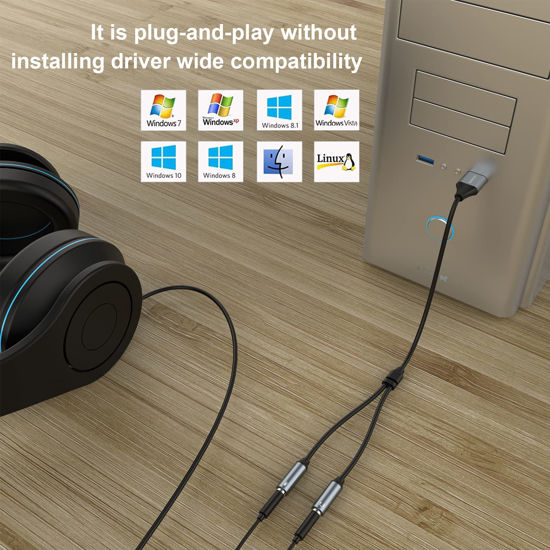 GetUSCart- USB Headset Adapter,ANDAPA USB Audio Adapter Stereo External ...