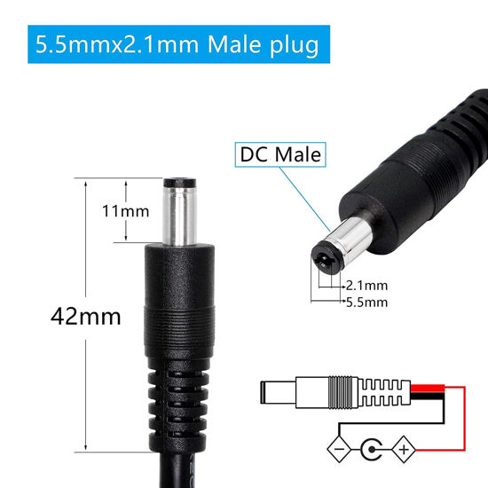 GetUSCart- DC Power Pigtails Cable,3FT DC 5.5MM x 2.1MM Male Plug to ...