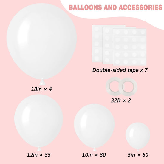 GetUSCart- RUBFAC 129pcs White Balloons Different Sizes 18 12 10 5 Inch ...
