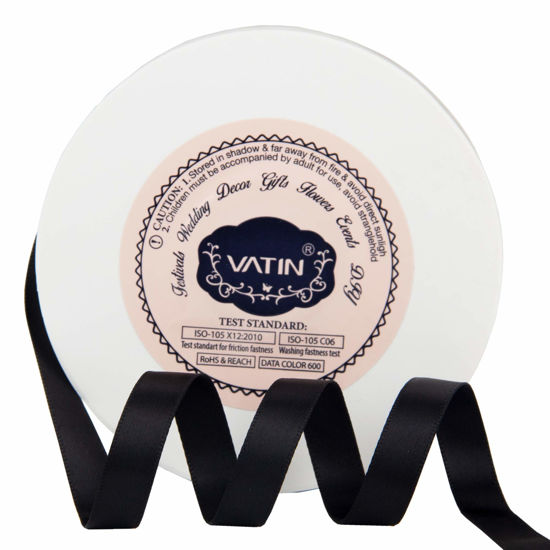 GetUSCart- VATIN 3/8 inches Double Faced Black Polyester Satin Ribbon ...
