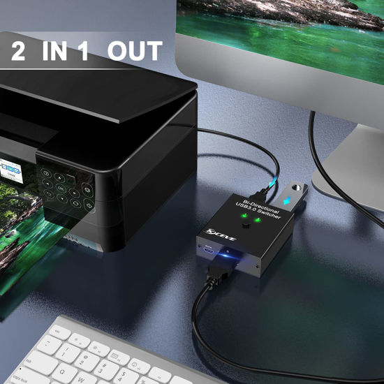 GetUSCart- USB 3.0 Switch Selector, Bi-Directional USB Switch 2 in 1 Out / 1 in 2 Out, MLEEDA ...