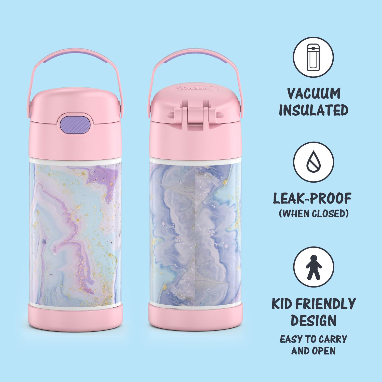 GetUSCart- THERMOS FUNTAINER 12 Ounce Stainless Steel Vacuum Insulated Kids Straw Bottle, Dreamy