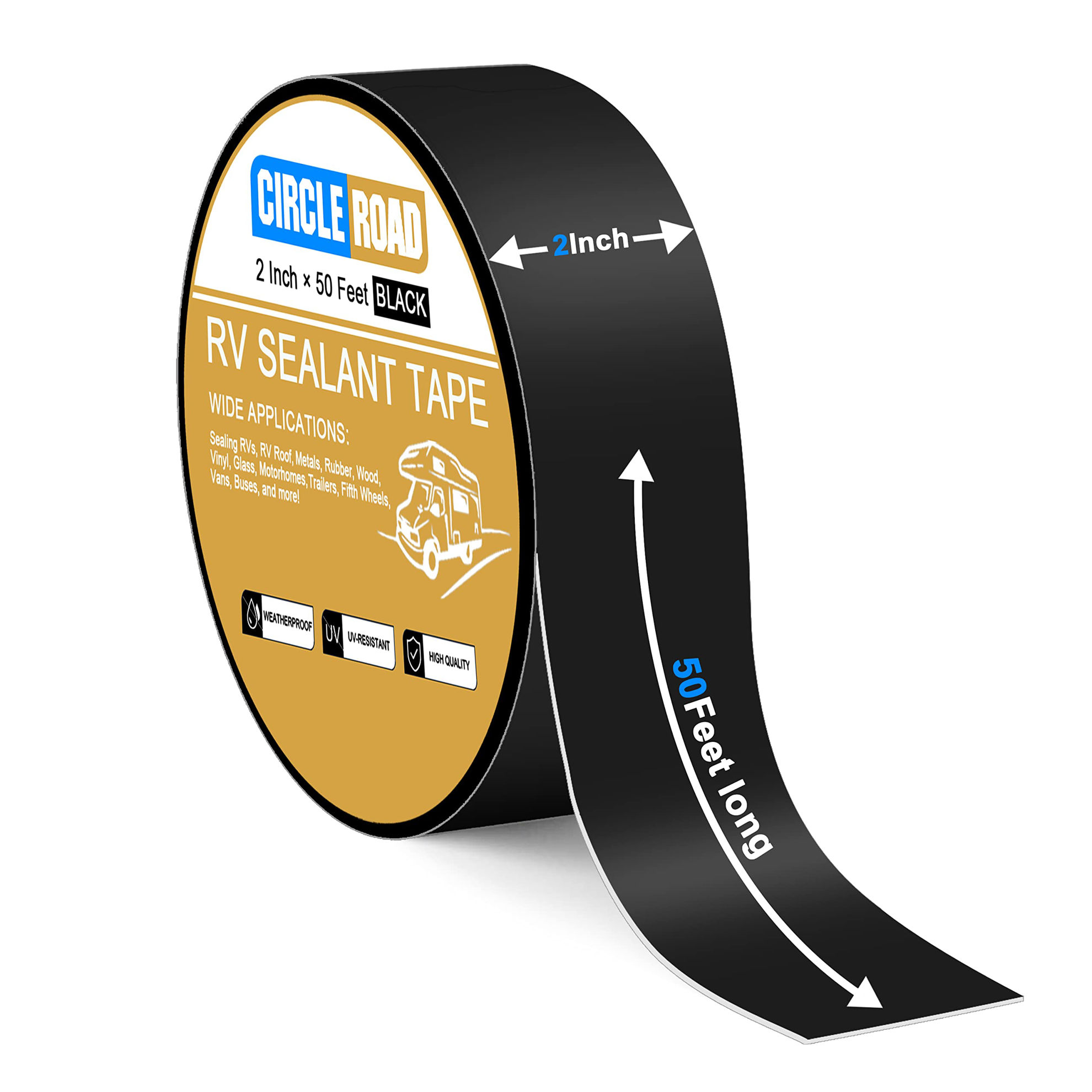 GetUSCart- RV Roof Tape Black, 2 Inch X 50 Feet RV Repair Sealant Tape ...
