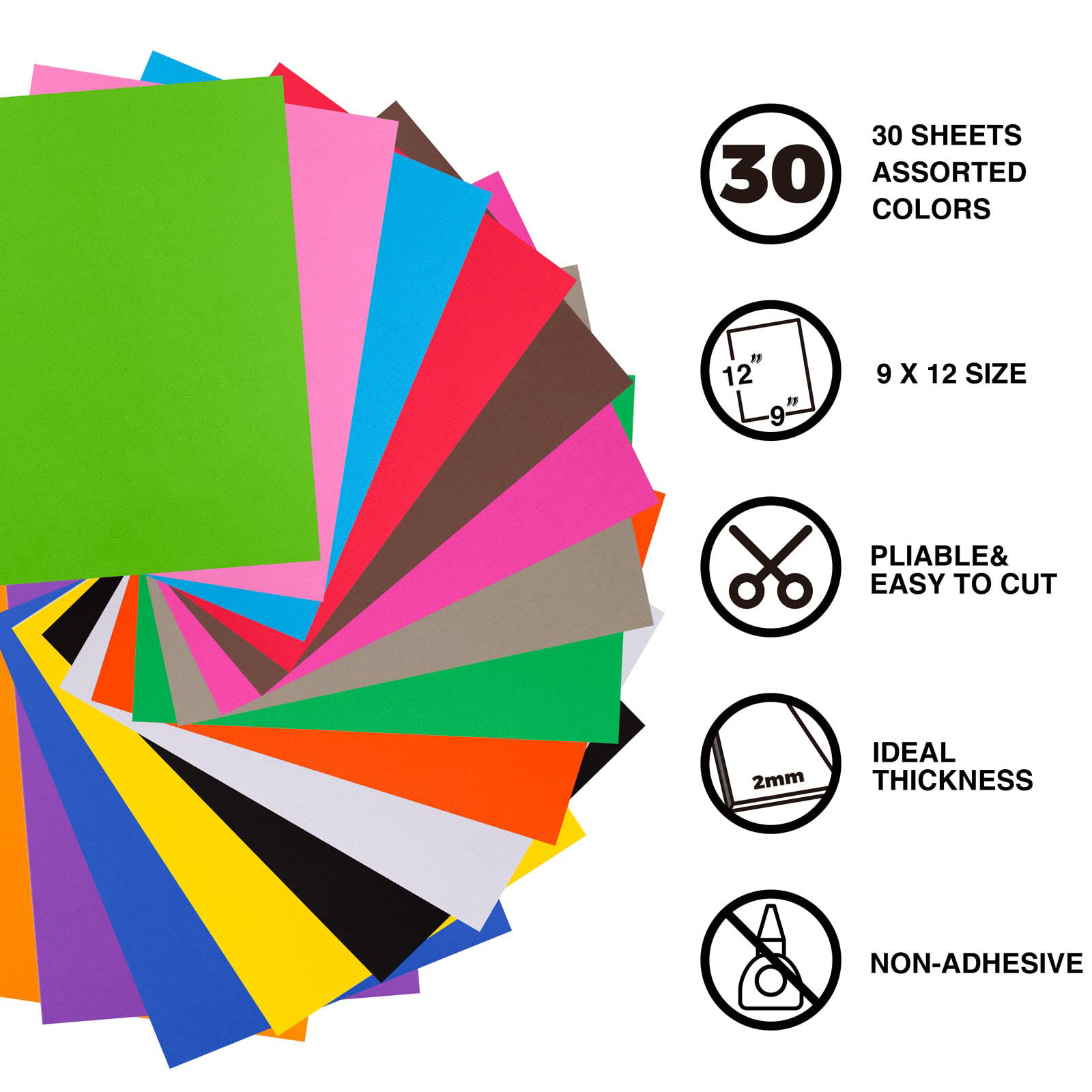 GetUSCart- MEARCOOH Foam Sheets Crafts 9x12 in 30Pack 15 Colors 2mm Eva ...