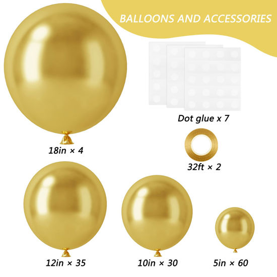 GetUSCart- RUBFAC 129pcs Metallic Gold Balloons Latex Balloons ...