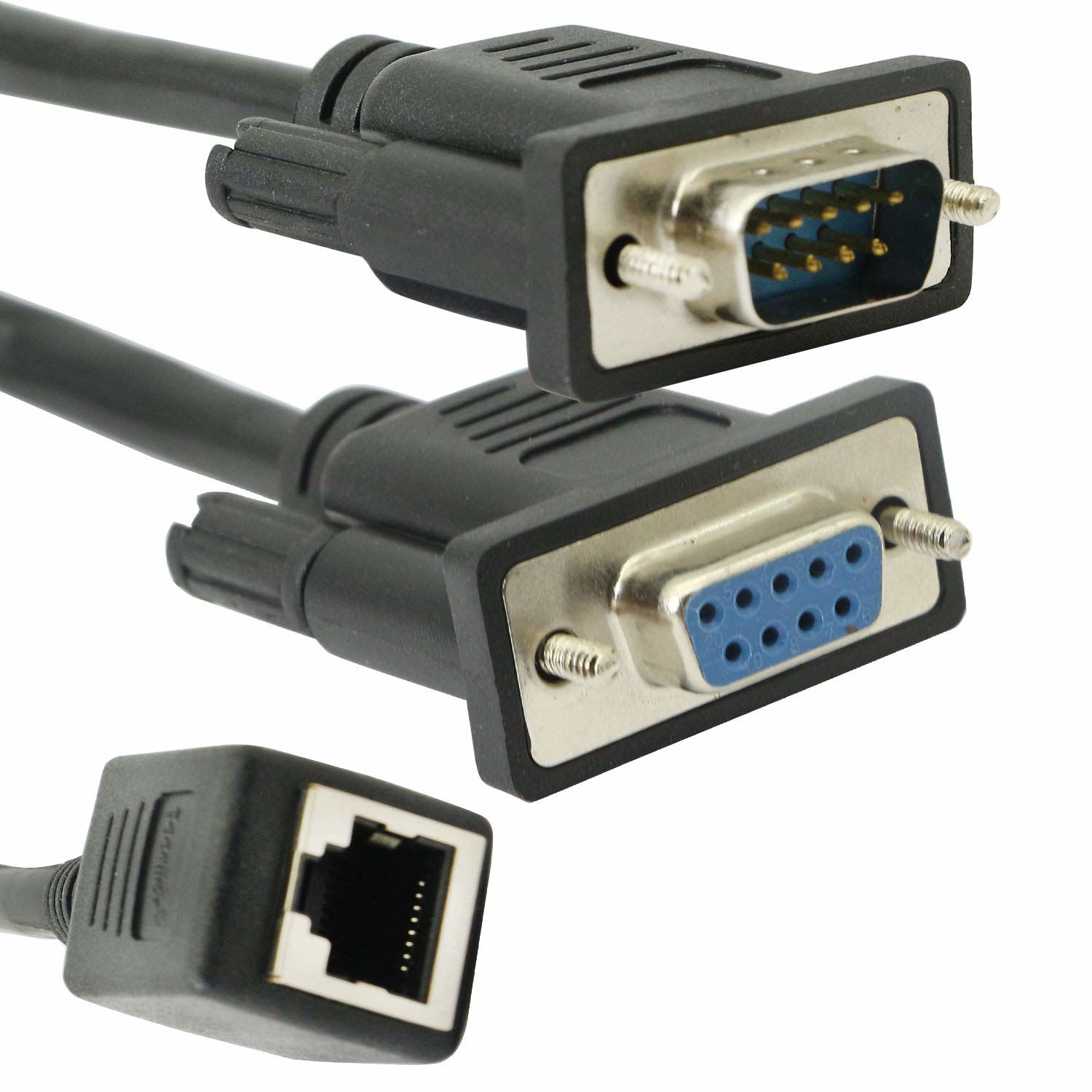 GetUSCart- XMSJSIY DB9 RS232 to RJ45 Extender, DB9 9-Pin Serial Port Female&Male to RJ45 CAT5 ...