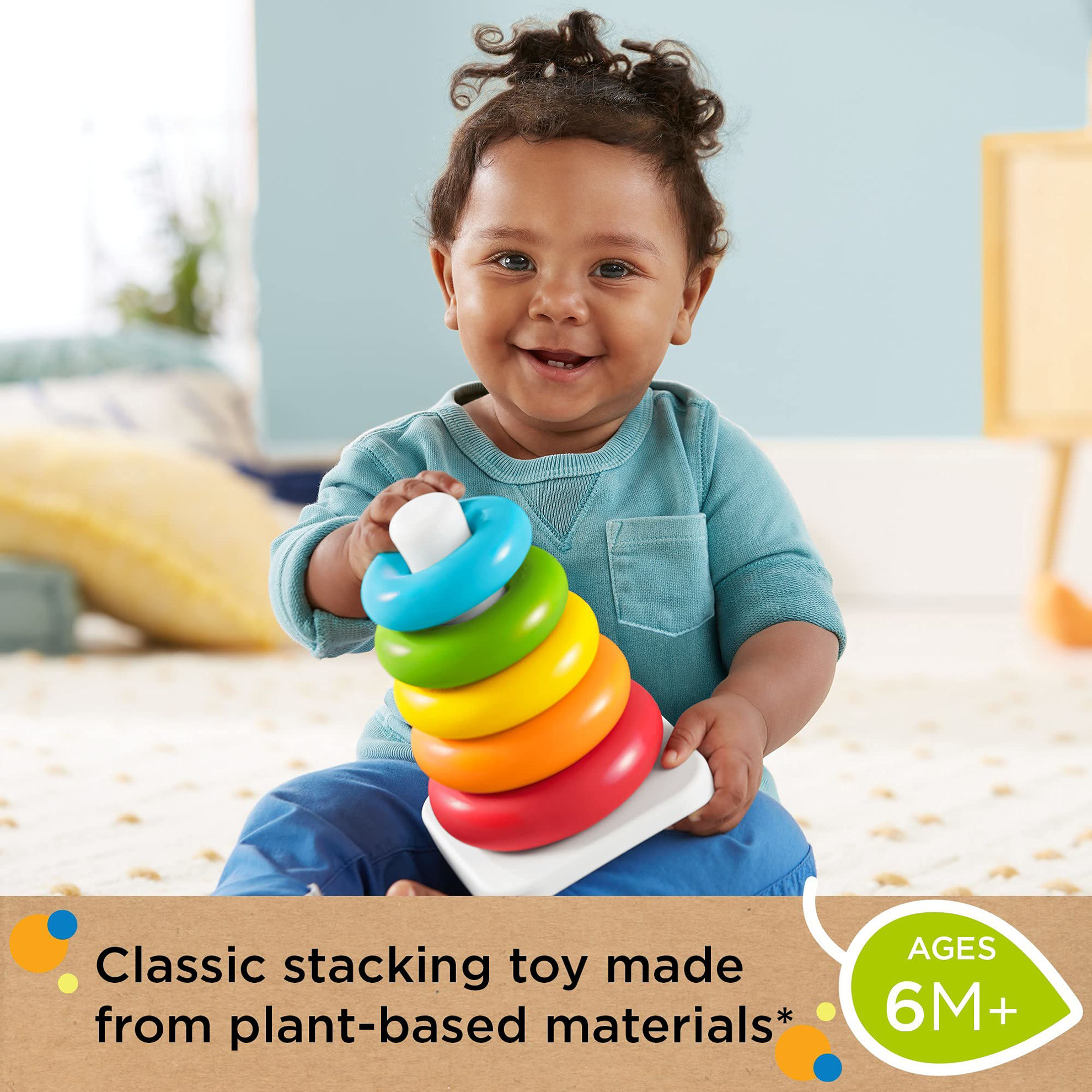 GetUSCart- Fisher-Price Baby Stacking Toy Rock-A-Stack Rings with Roly ...