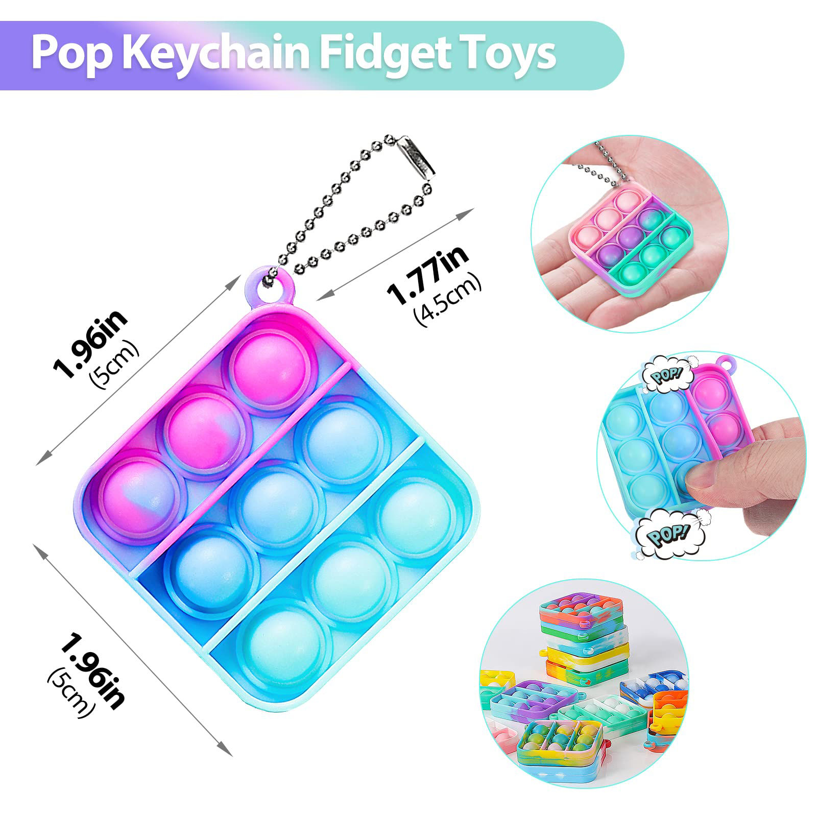 GetUSCart- Pop Fidget Toys Its Party Favors for Kids 4-8 8-12, 30 PCS Mini Pop Keychain It ...