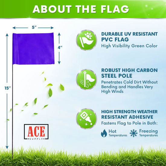 GetUSCart- Purple Marking Flags 100 Pack - 4x5-Inch Marker Flags - 15 ...