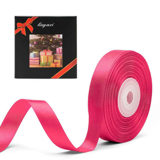 GetUSCart- Solid Color Double Faced Hot Pink Satin Ribbon 5/8" X 25 ...