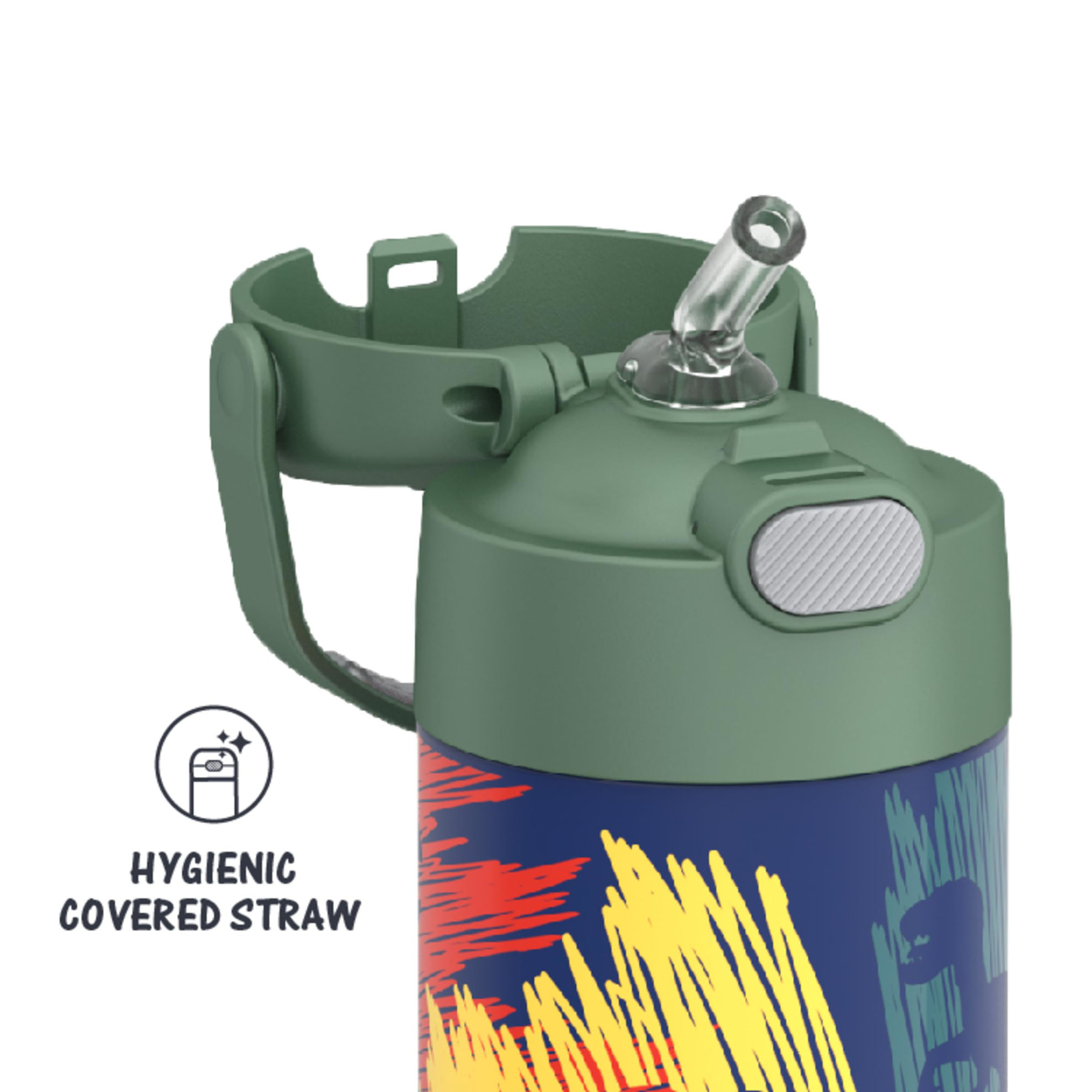 GetUSCart- THERMOS FUNTAINER 12 Ounce Stainless Steel Vacuum Insulated Kids Straw Bottle, Dinosaurs