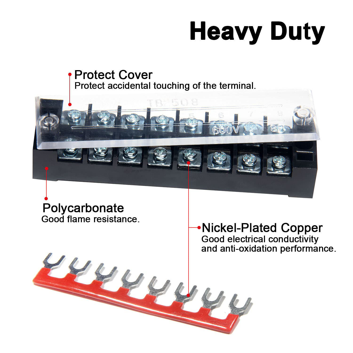 Getuscart Milapeak Terminal Block And Strip 6 Sets 8 10 12 Positions 600v 15a Dual Row Wire