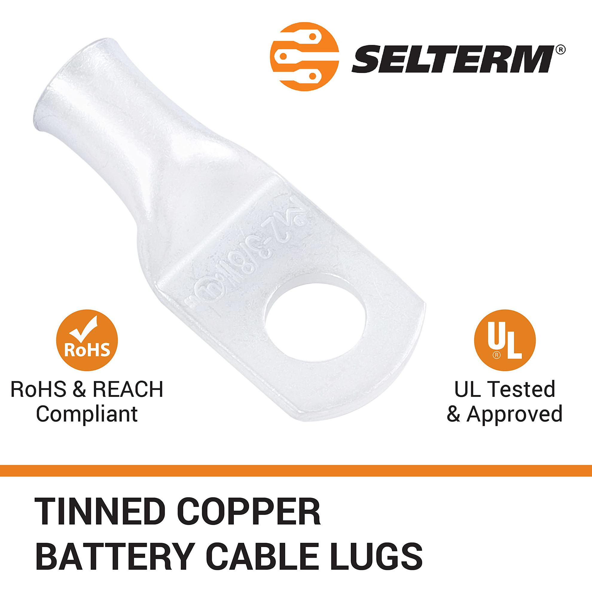 GetUSCart- SELTERM 10pcs 2 AWG-3/8" Stud (Wide Pad) Tinned Copper Wire Lugs,Heavy Duty Battery ...