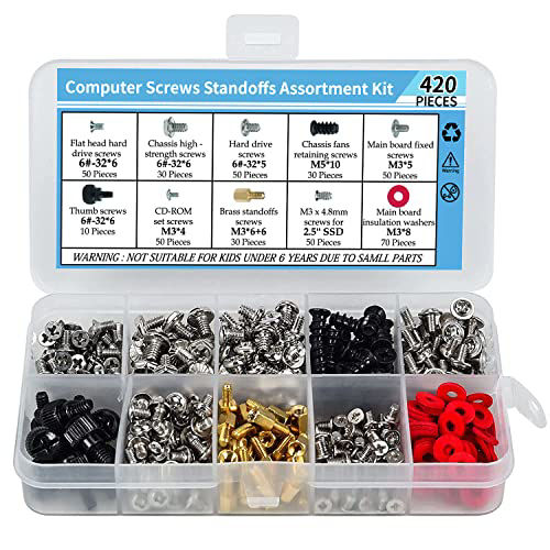 GetUSCart- 420PCS Computer Screws Standoffs Assortment Kit, Motherboard ...
