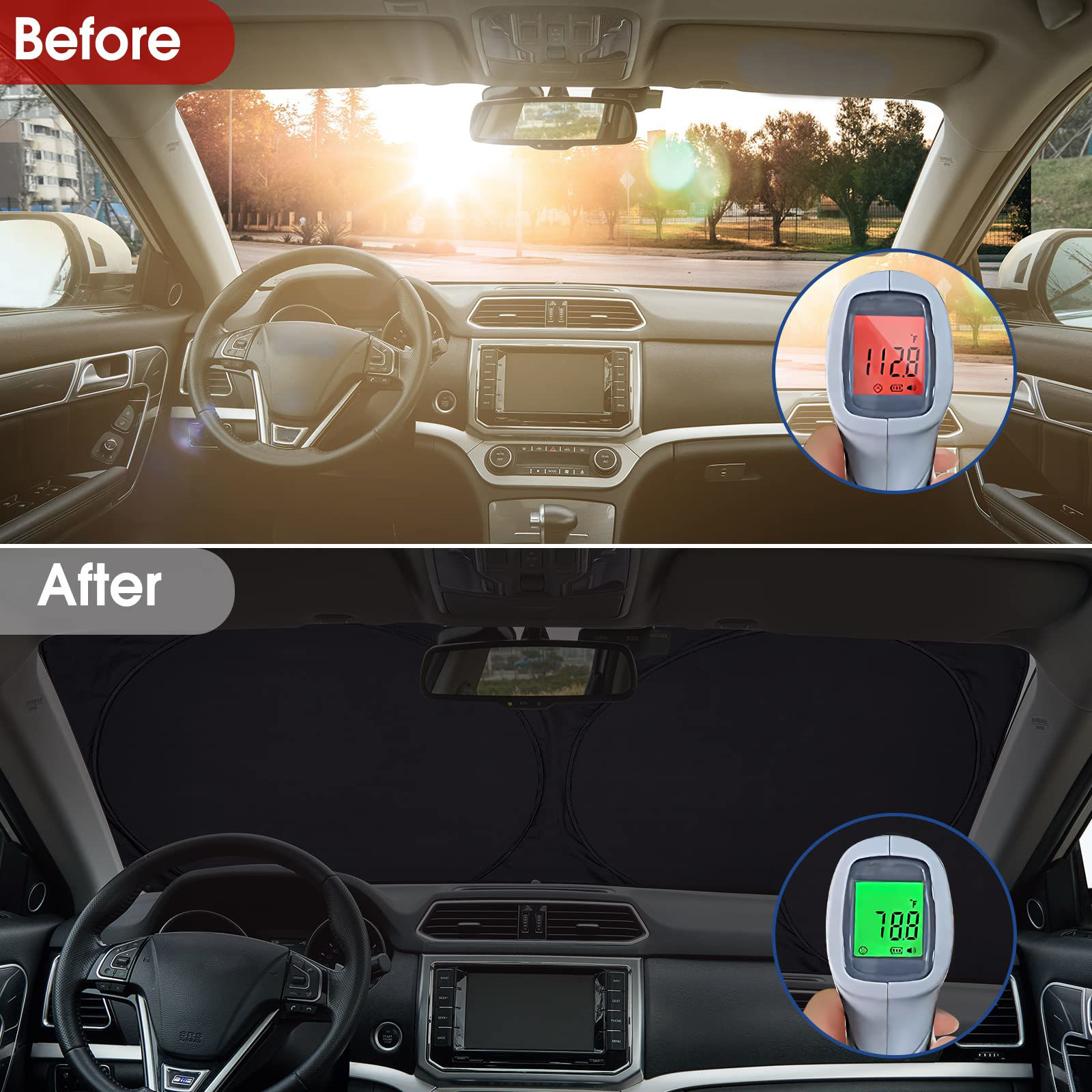 GetUSCart- Vepagoo Car Windshield Sun Shade Window Cover Shade Interior ...