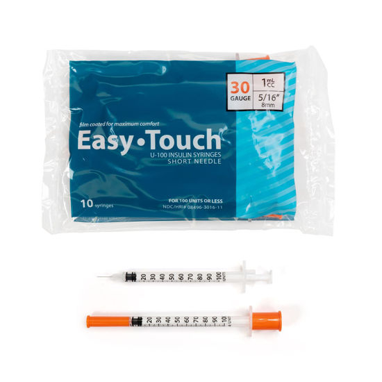 GetUSCart- EasyTouch U-100 Insulin Syringe with Needle, 30G 1cc 5/16-Inch (8mm), Box of 100