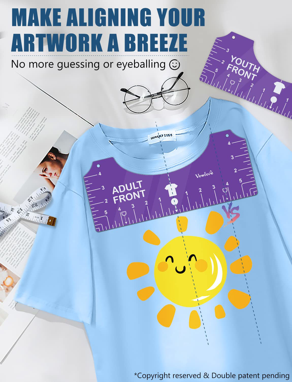 GetUSCart- T Shirt Ruler Guide Alignment Tool to Center Designs Round ...