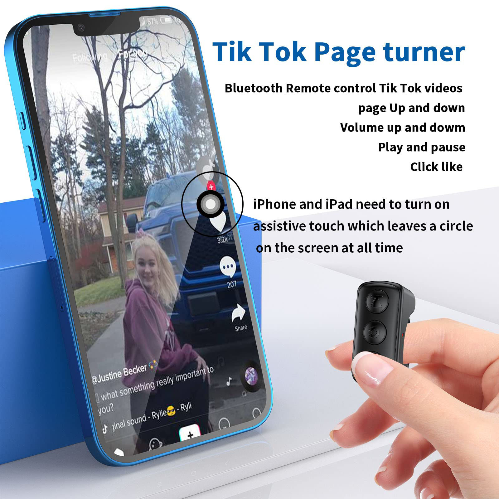 GetUSCart- TikTok Scrolling Ring TIK Tok Bluetooth Ring Remote Page ...