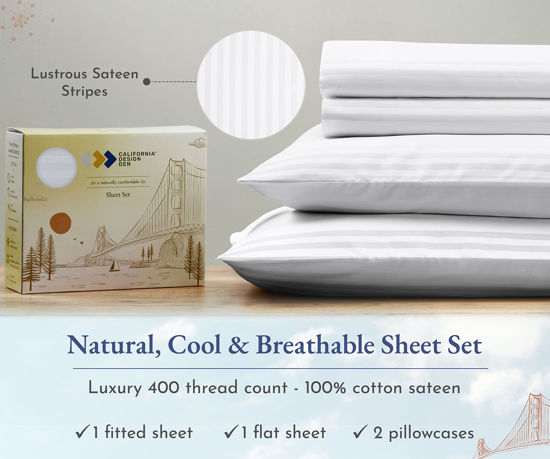 GetUSCart- California Design Den Striped Sheets for Full Size Bed, Soft ...