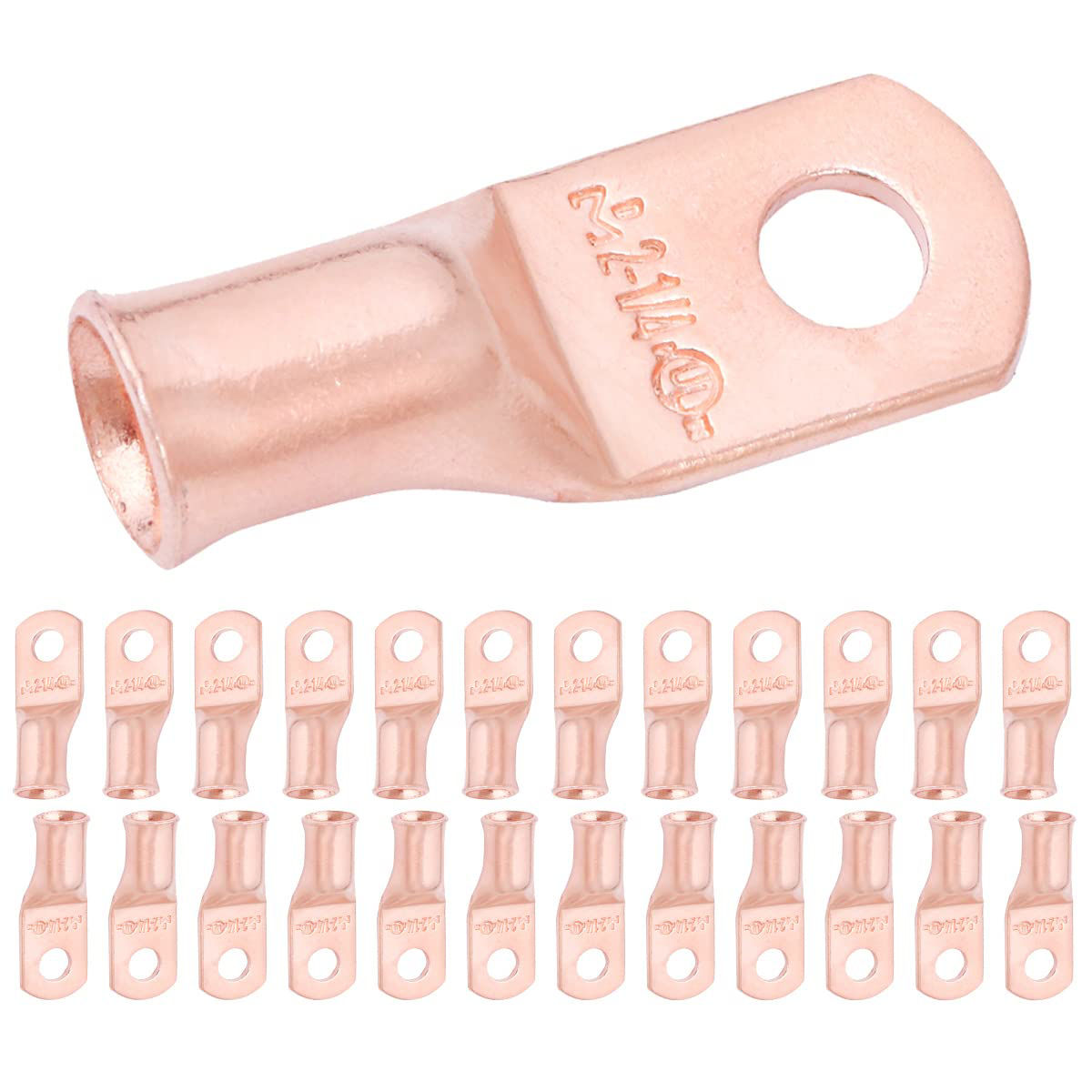 GetUSCart- SELTERM 25pcs 2 AWG 1/4" Stud Battery Lugs, Ring Terminals, Heavy Duty Copper Wire ...