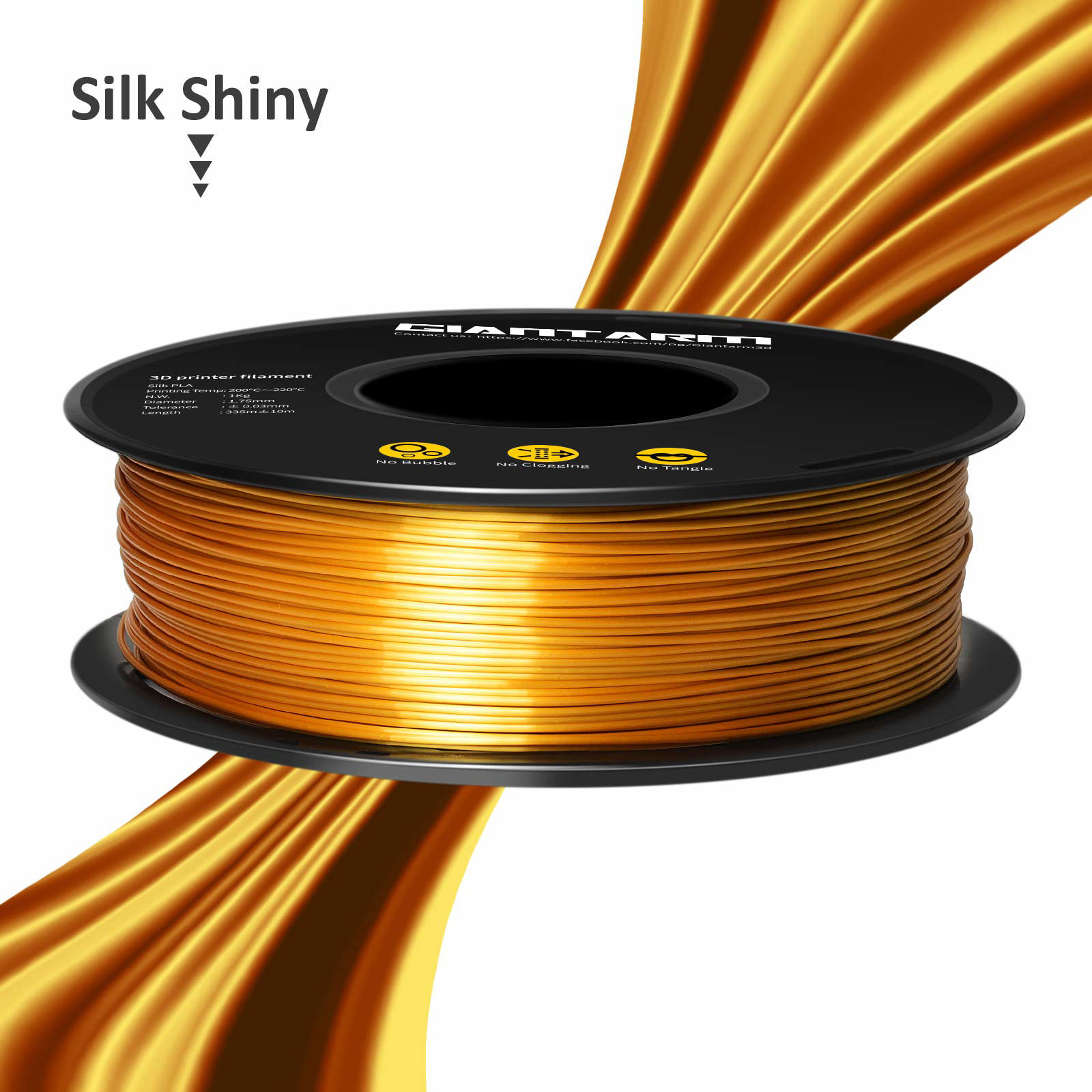 GetUSCart- GIANTARM 3D Printer Filament, Silk Gold Pla Filament, 1Kg(2.2lbs) Spool, 1.75mm ...