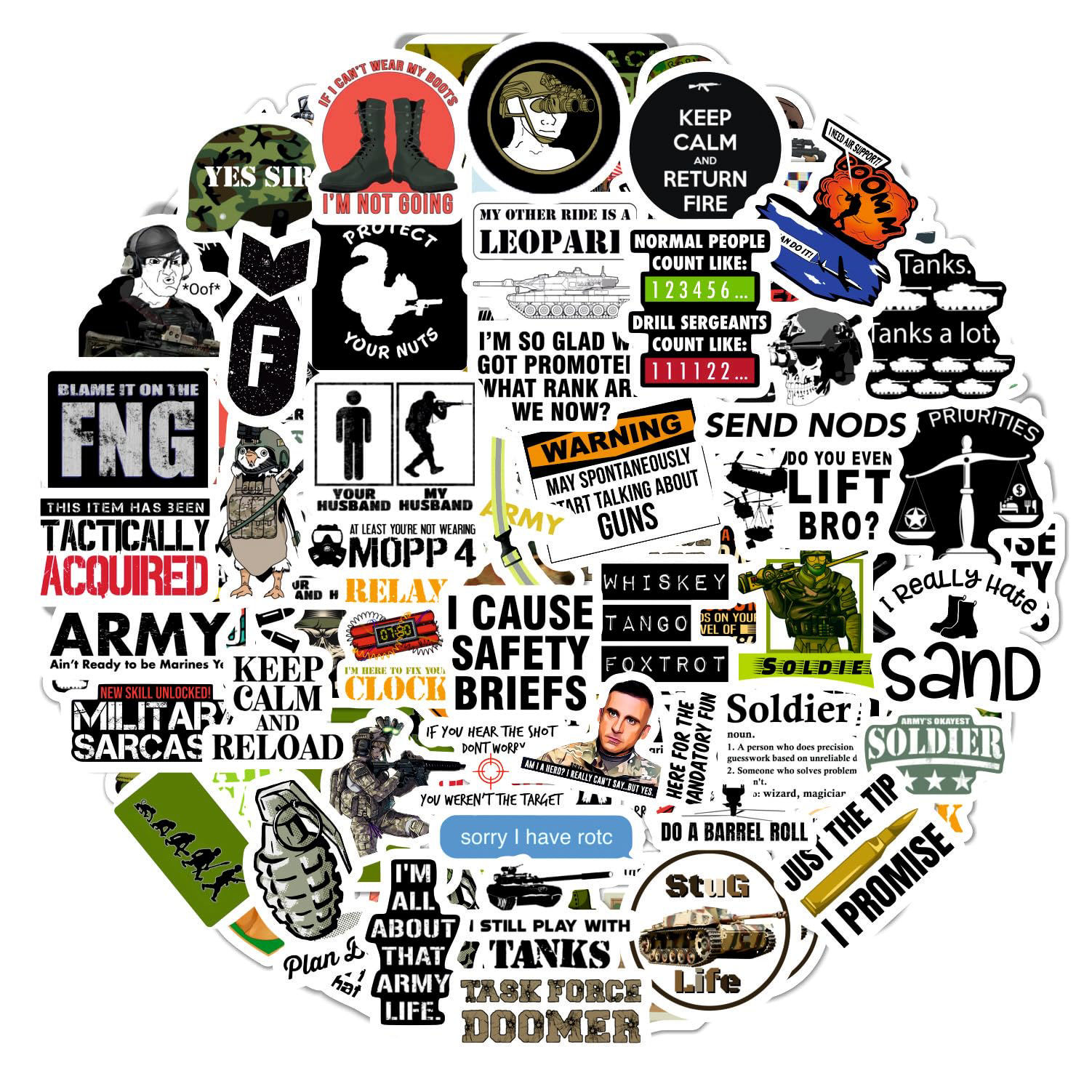 GetUSCart- 100Pcs Funny Army Stickers and Decals - Small Vinyl Military ...