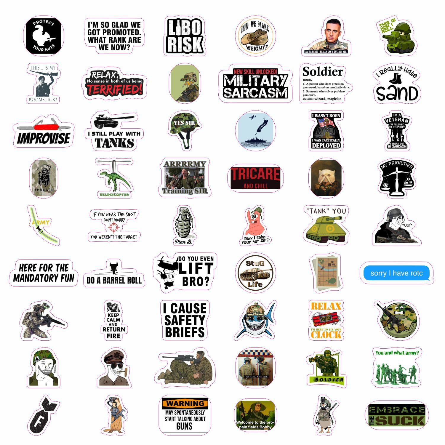 GetUSCart- 100Pcs Funny Army Stickers and Decals - Small Vinyl Military ...