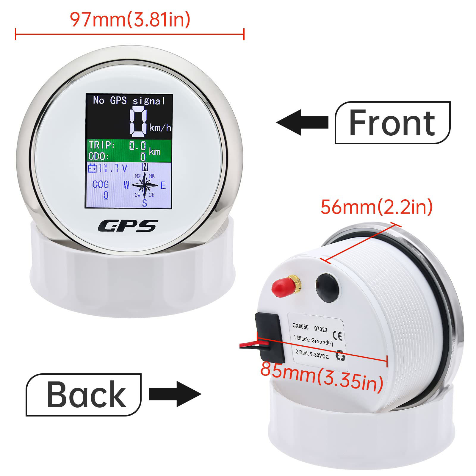 GetUSCart- MAIMEIMI GPS Speedometer 85mm Boat GPS Speedometer Odometer ...